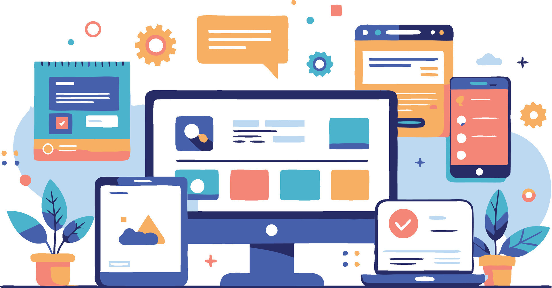 UI UX interface elements and browser windows, web design, software development, or app design ...