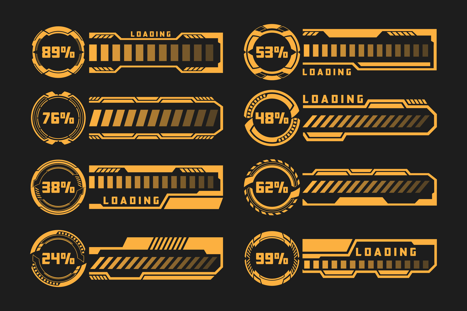 High Tech Loading Bar and Interface Design HUD Elements Collection ...
