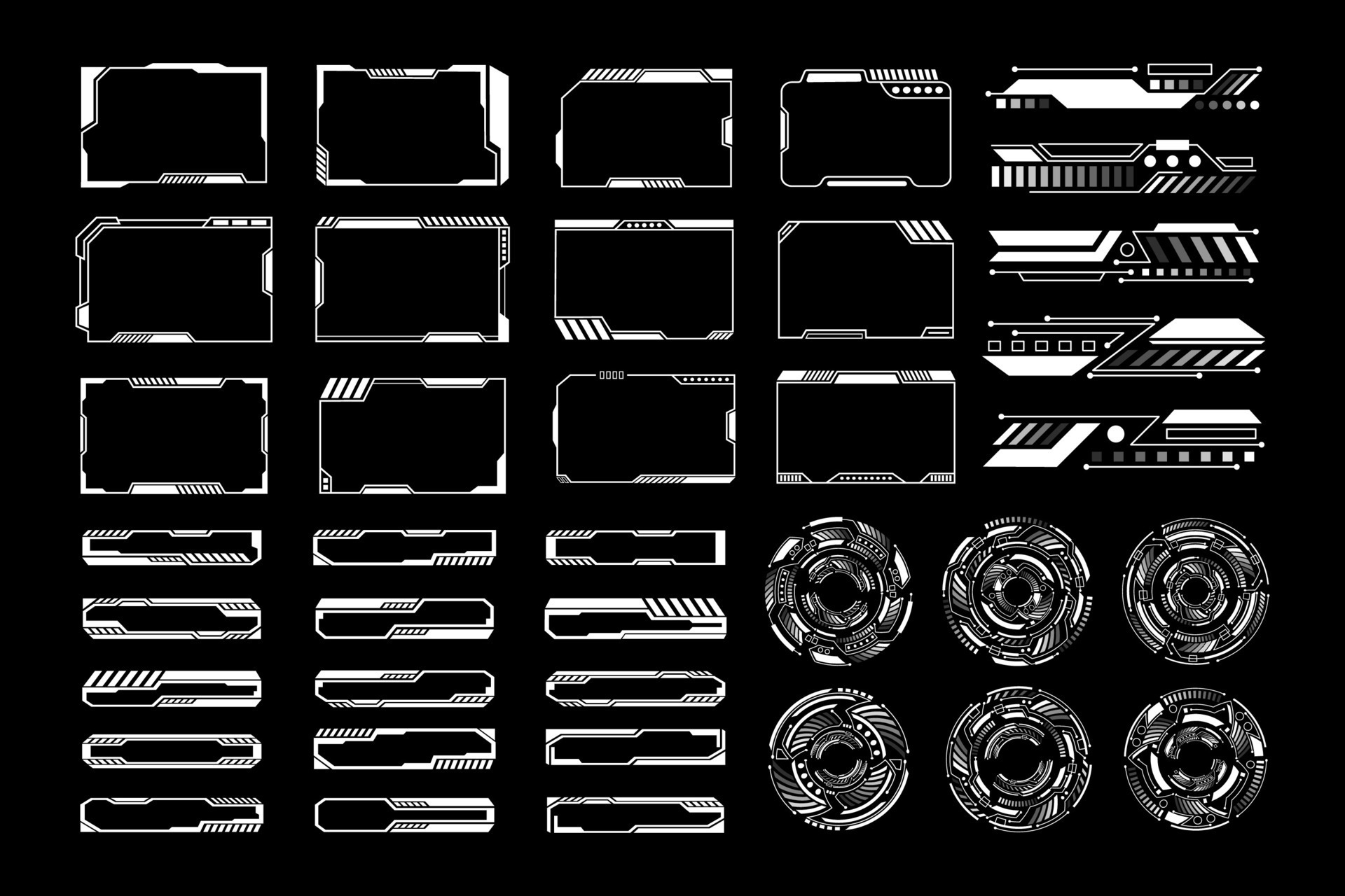 Futuristic Interface Cyberpunk Ui Elements Set. Holographic HUD User ...