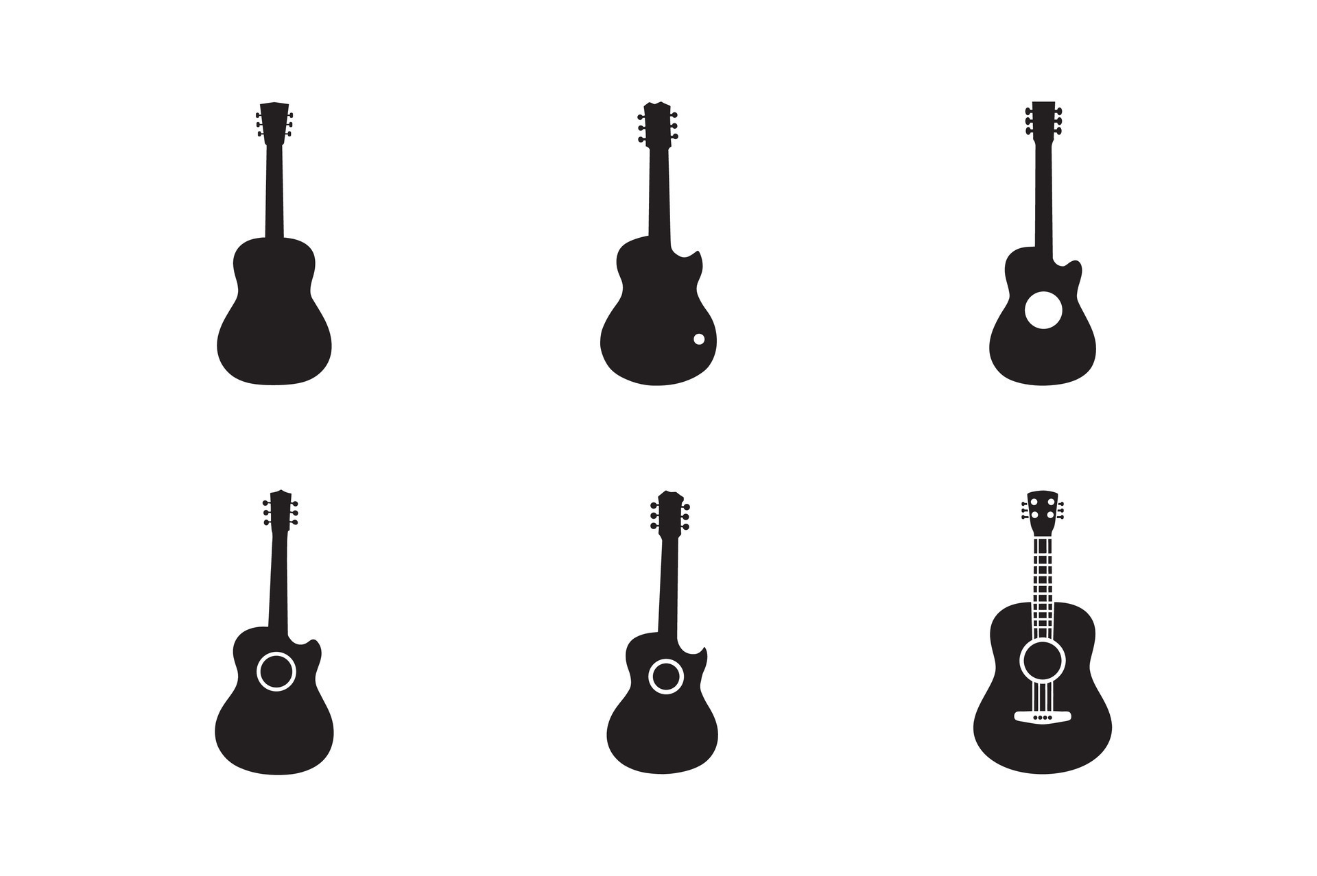 Set of Guitar icon Silhouettes. Guitar silhouettes set. Acoustic and ... Set of Guitar icon Silhouettes. Guitar silhouettes set. Acoustic and ...