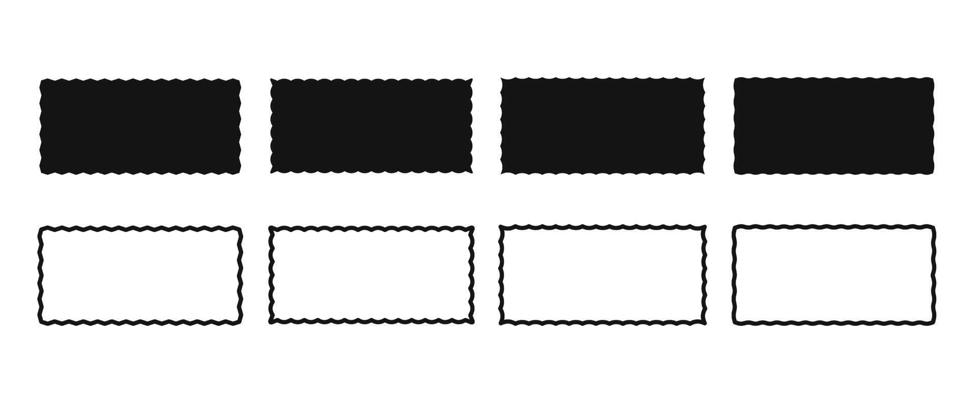 A Collection Of Rectangular Frames With Wavy Edges Square Linear Shapes With Zigzag Borders