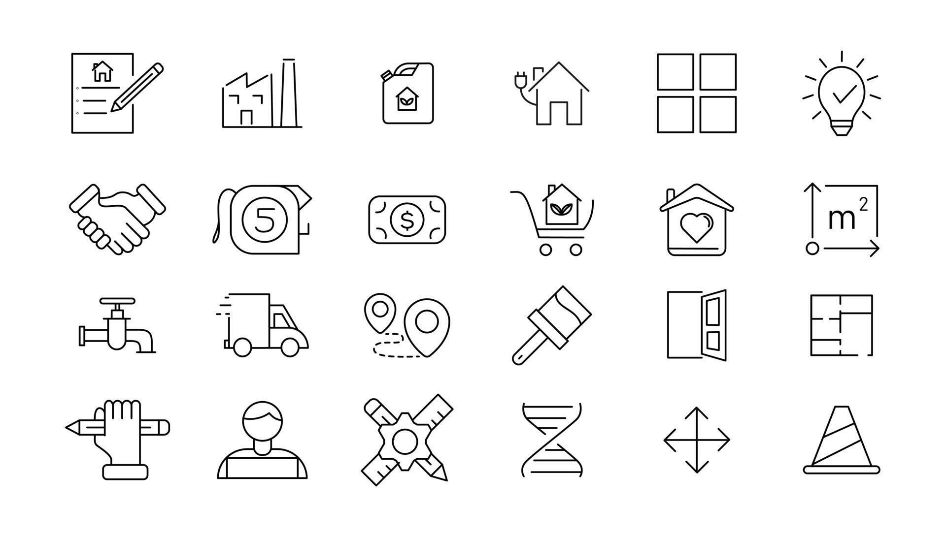 Real Estate Minimal Thin Line Web Icon Set Included The Icons As