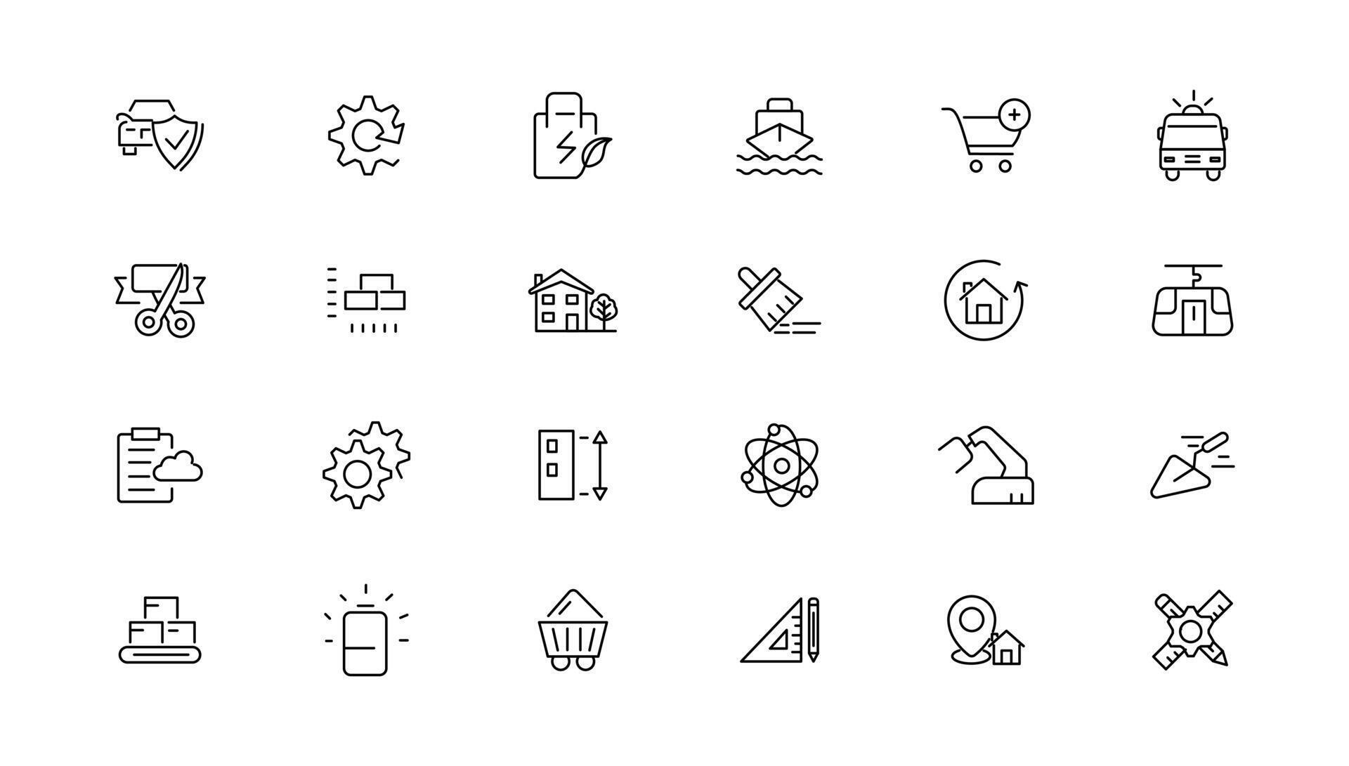 Industrial And Transport Linear Icons Collectionset Of Thin Line Web Icon Set Simple Outline