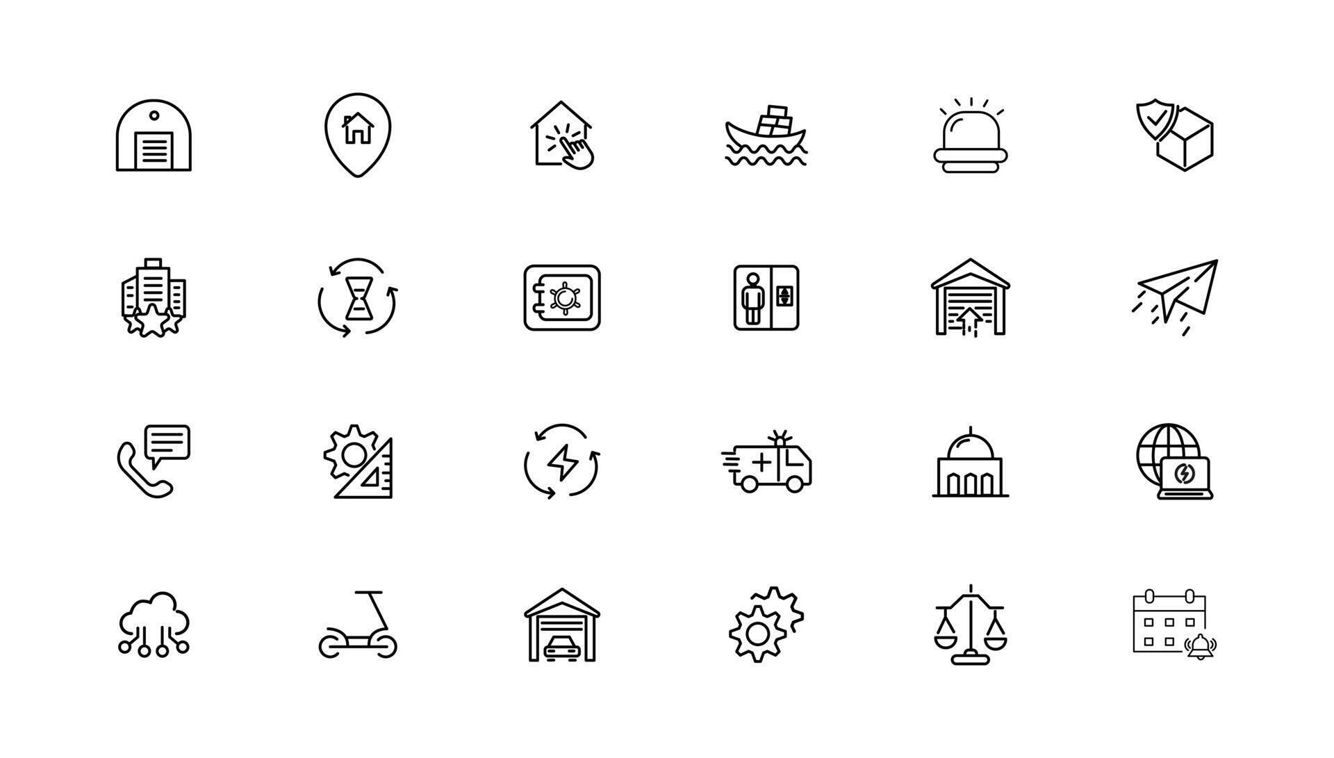 Industrial And Transport Linear Icons Collectionset Of Thin Line Web Icon Set Simple Outline