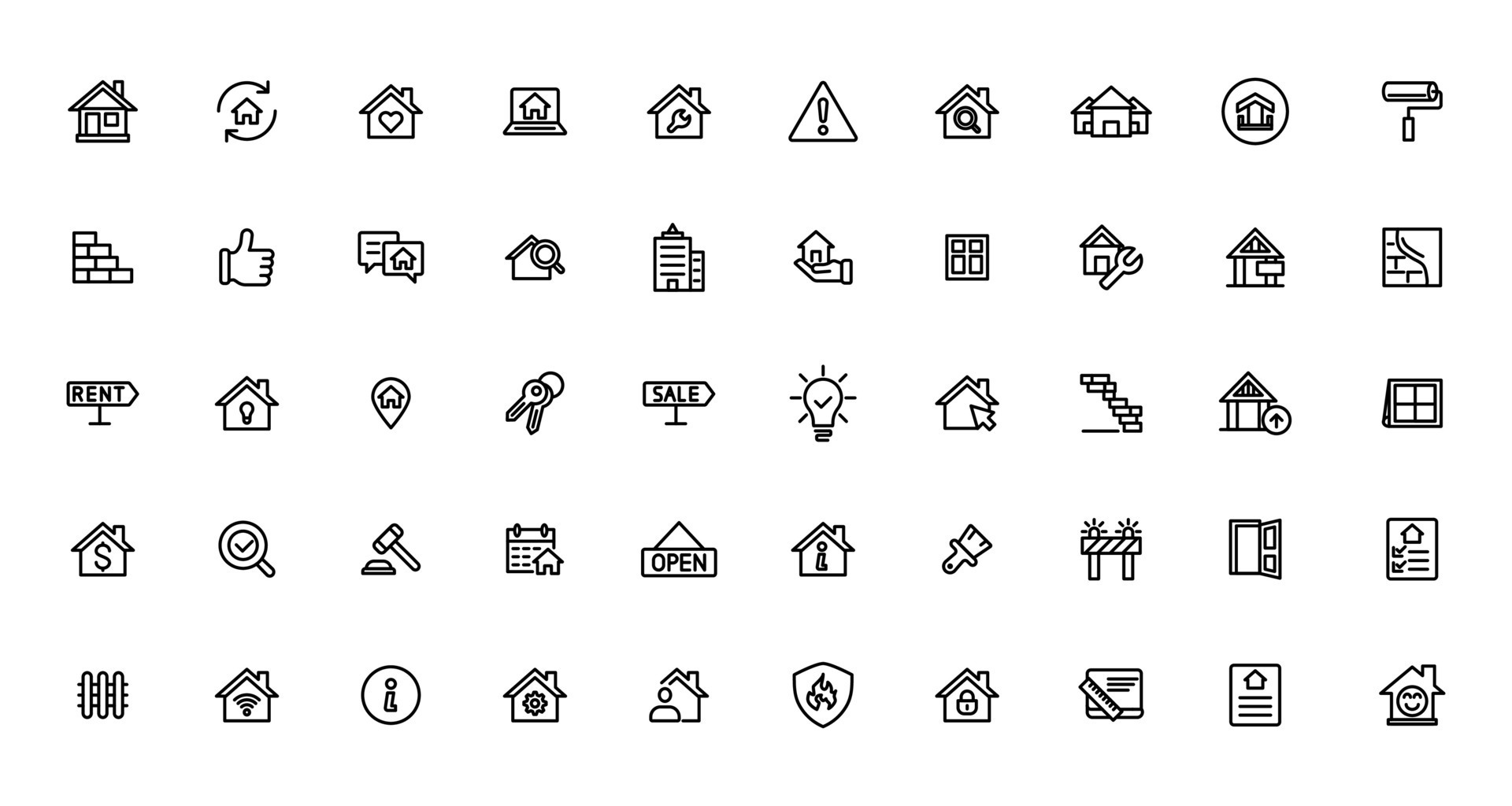 Real Estate Minimal Thin Line Web Icon Set Included The Icons As