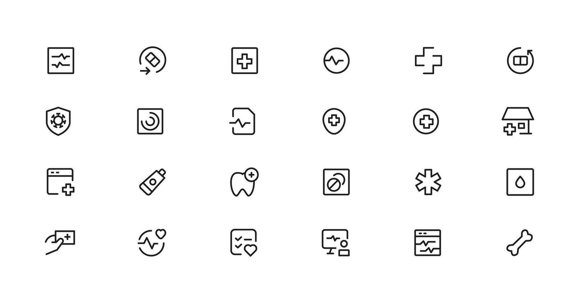 Medicine And Health Symbols Minimal Thin Line Web Icon Set Outline