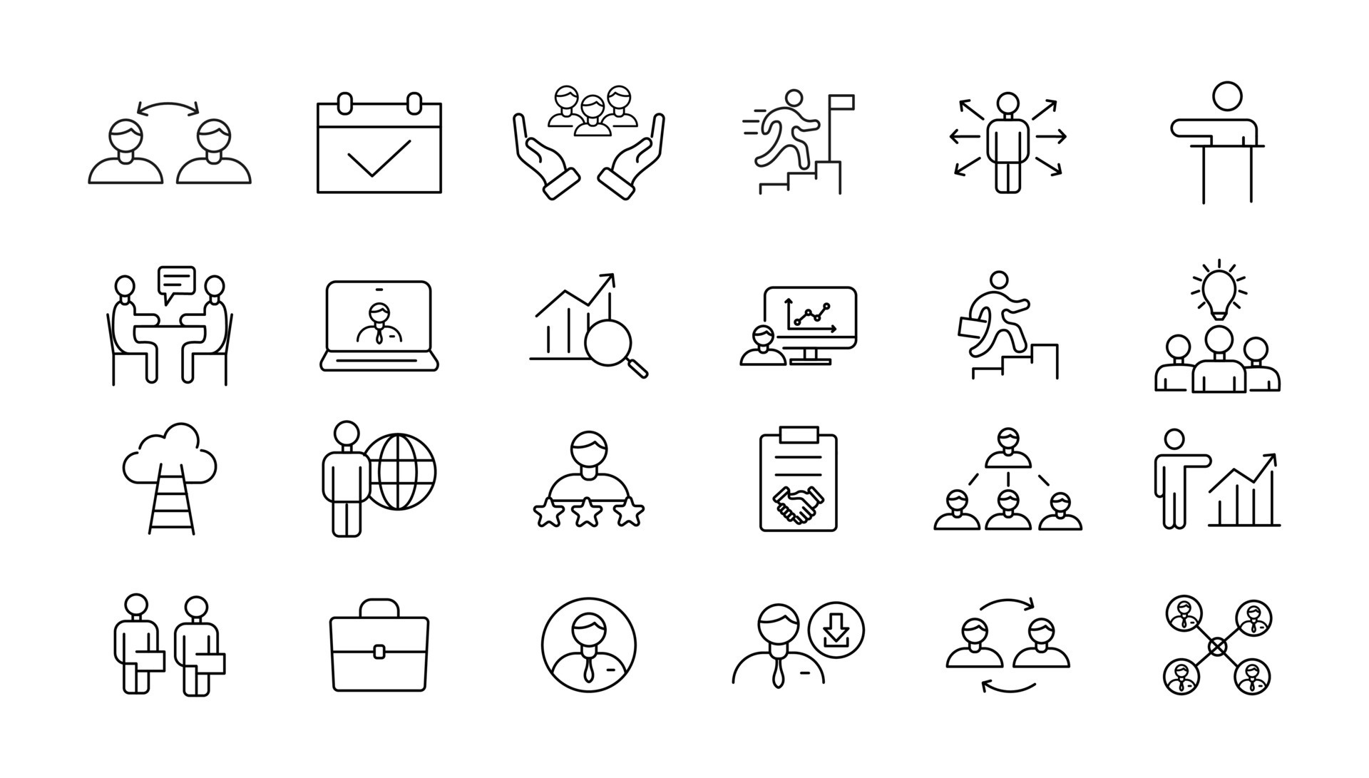 Teamwork Line Icons Set Businessman Outline Icons Collection Work