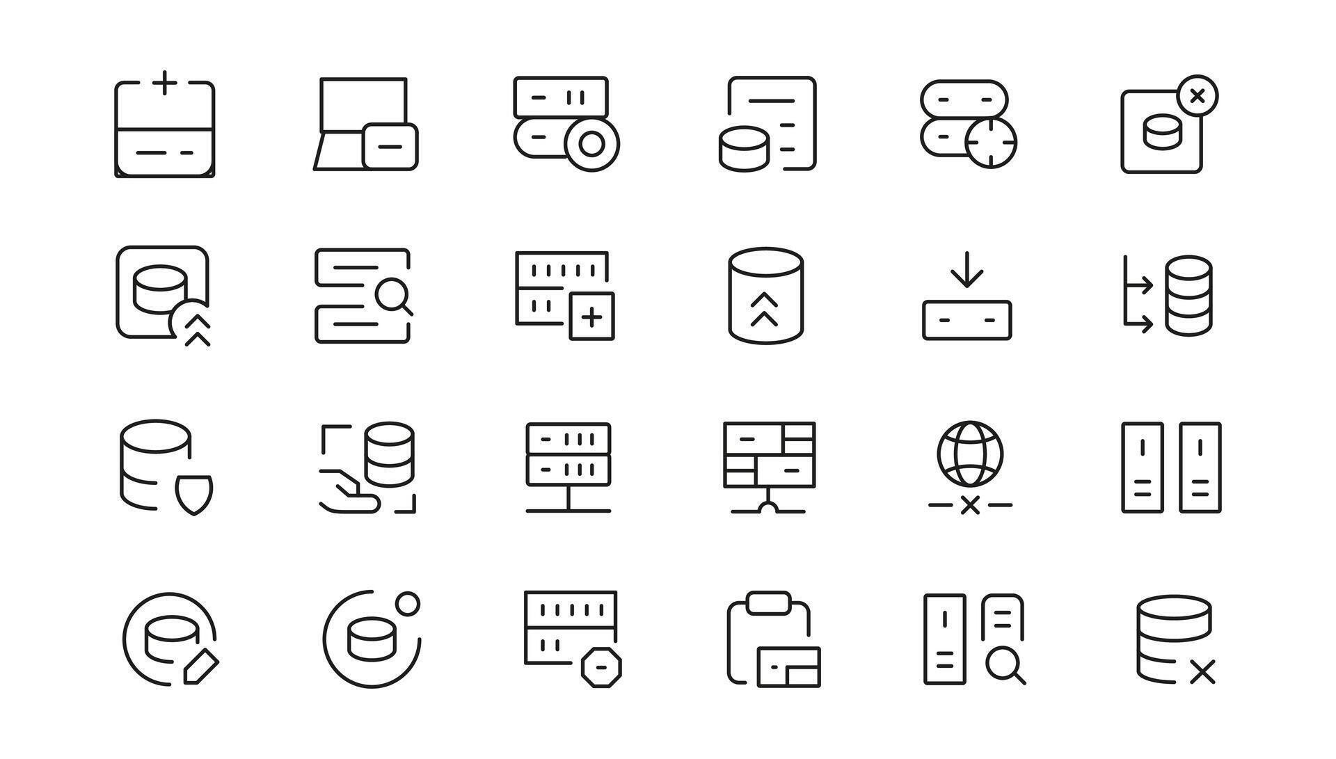 Data Analytic thin line icon set. Data Analysis editable stroke icons. Data analytics, mining ...