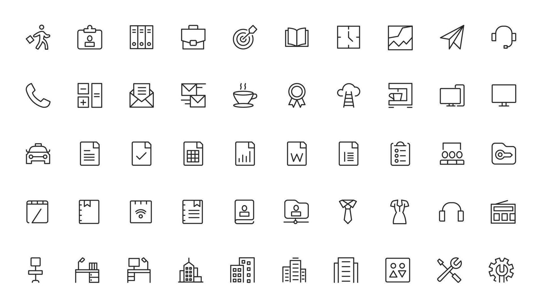 Office Workspace Elements Thin Line Web Icon Set Outline Icons