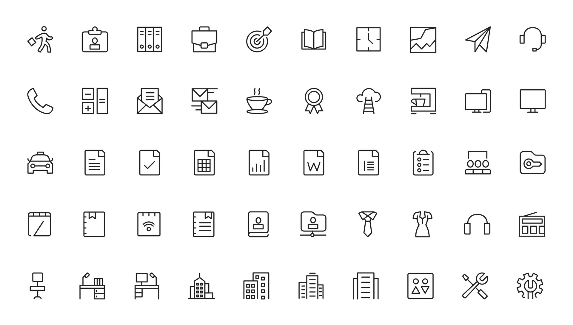 Office Workspace Elements Thin Line Web Icon Set Outline Icons Collection Simple