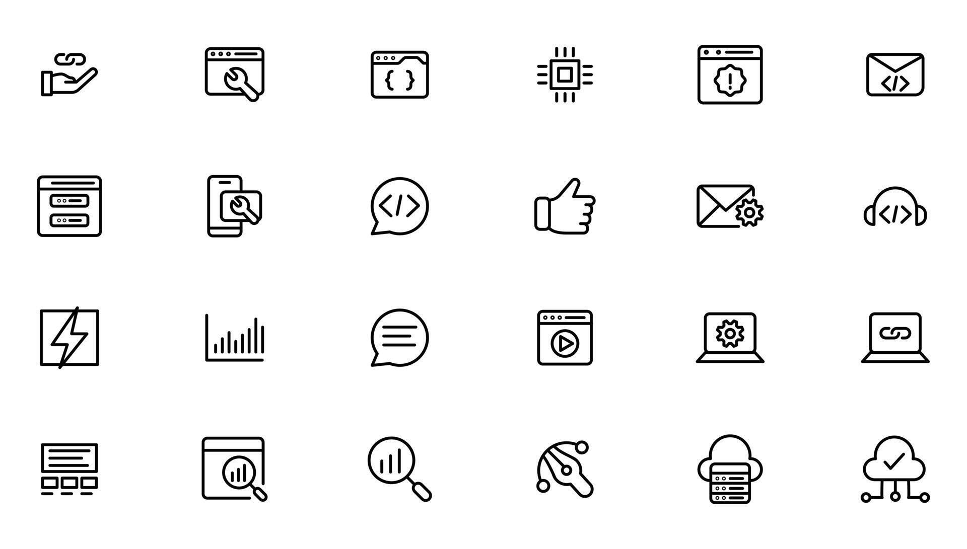 Software development icon collection. Programming coding icon set ...