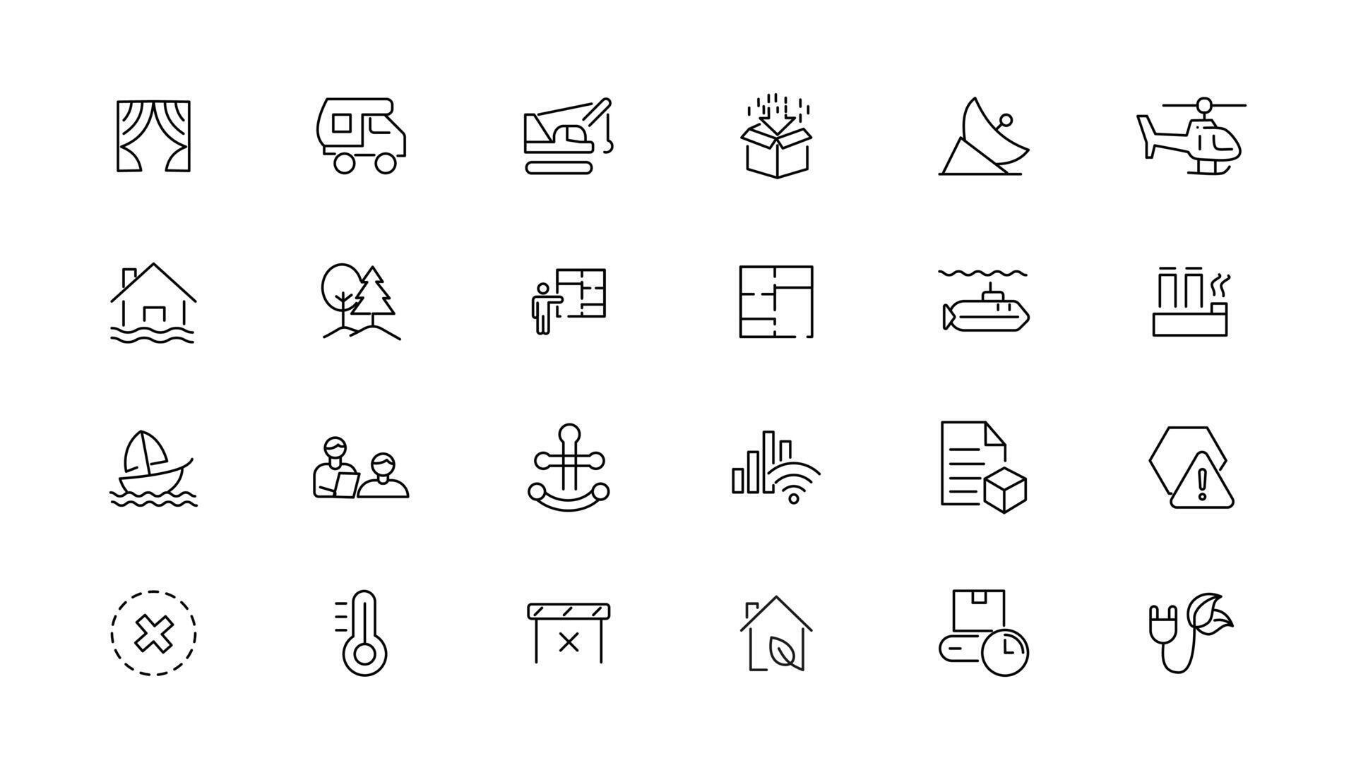 Industrial And Transport Linear Icons Collectionset Of Thin Line Web Icon Set Simple Outline
