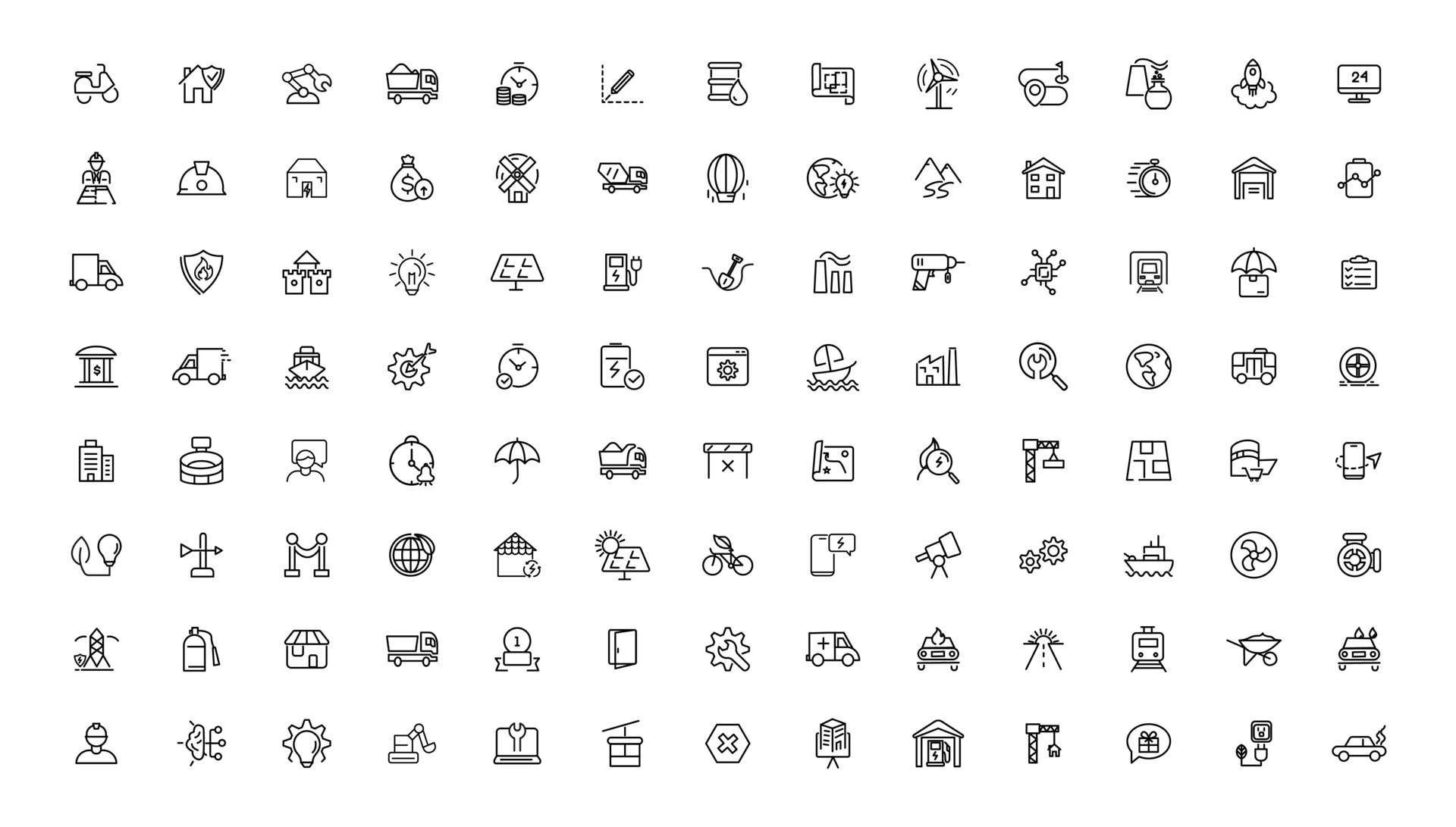 Industrial And Transport Linear Icons Collectionset Of Thin Line Web Icon Set Simple Outline