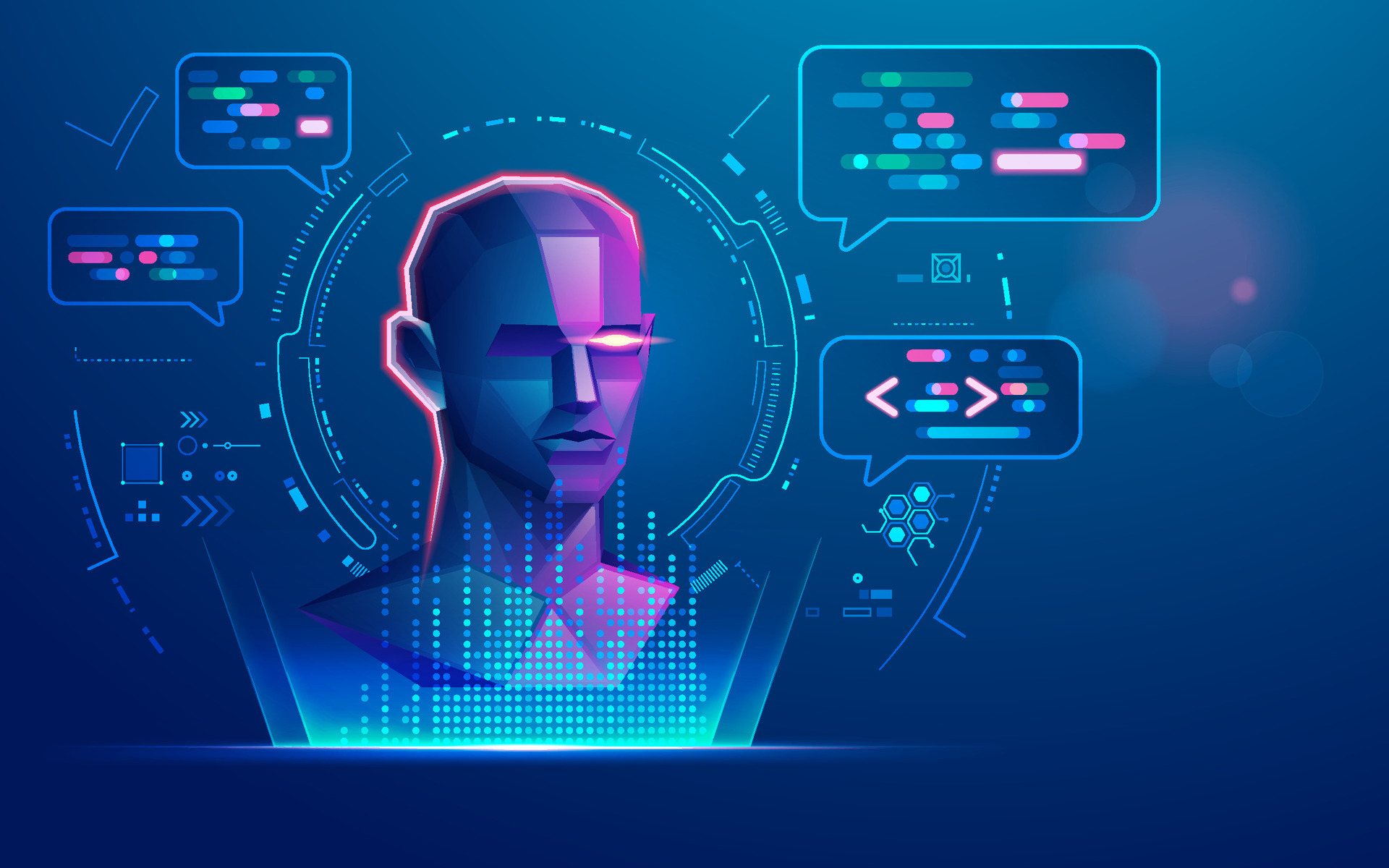 concept of chatbot technology, graphic of artificial intelligence ...