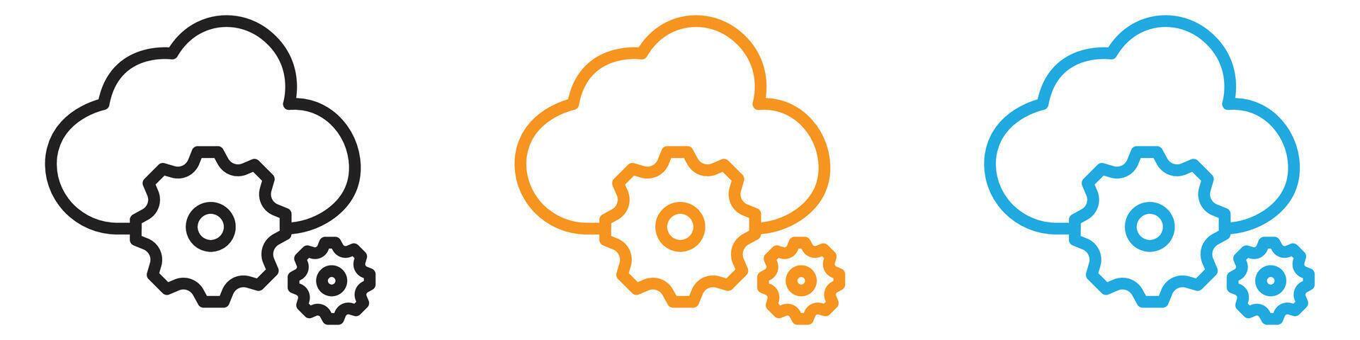 Cloud Data Settings Icon Logo Set Collection For Web App Ui 48079007 Vector Art At Vecteezy