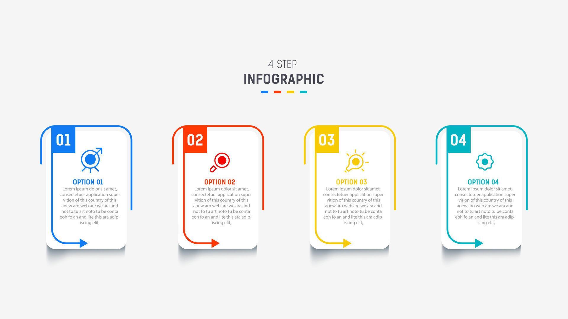 Four Step Infographic design element template for presentation. info ...