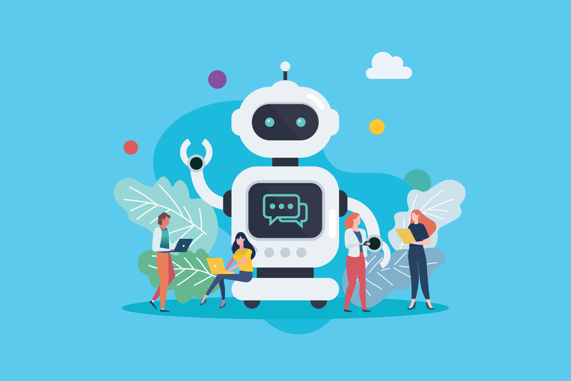 People with android robot. Illustration. 48090913 Vector Art at Vecteezy