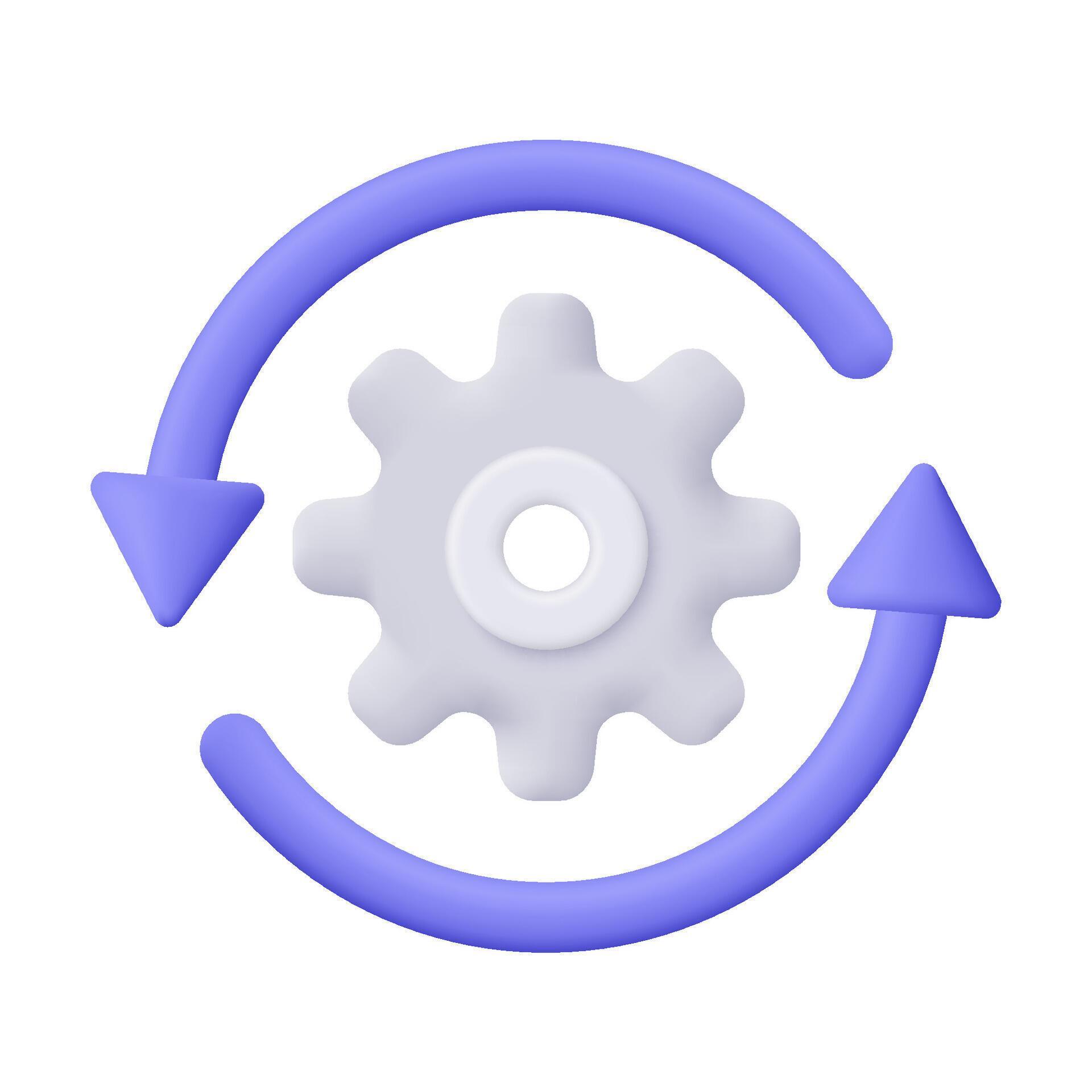 Cogwheel gear with rotation arrow. Setting symbol. Technical support ...