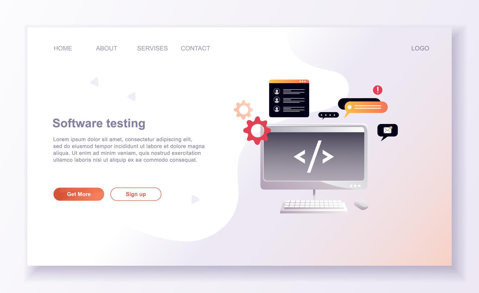 Programming Concepts Coder Workplace Web Site Landing Page Template 48093072 Vector Art At