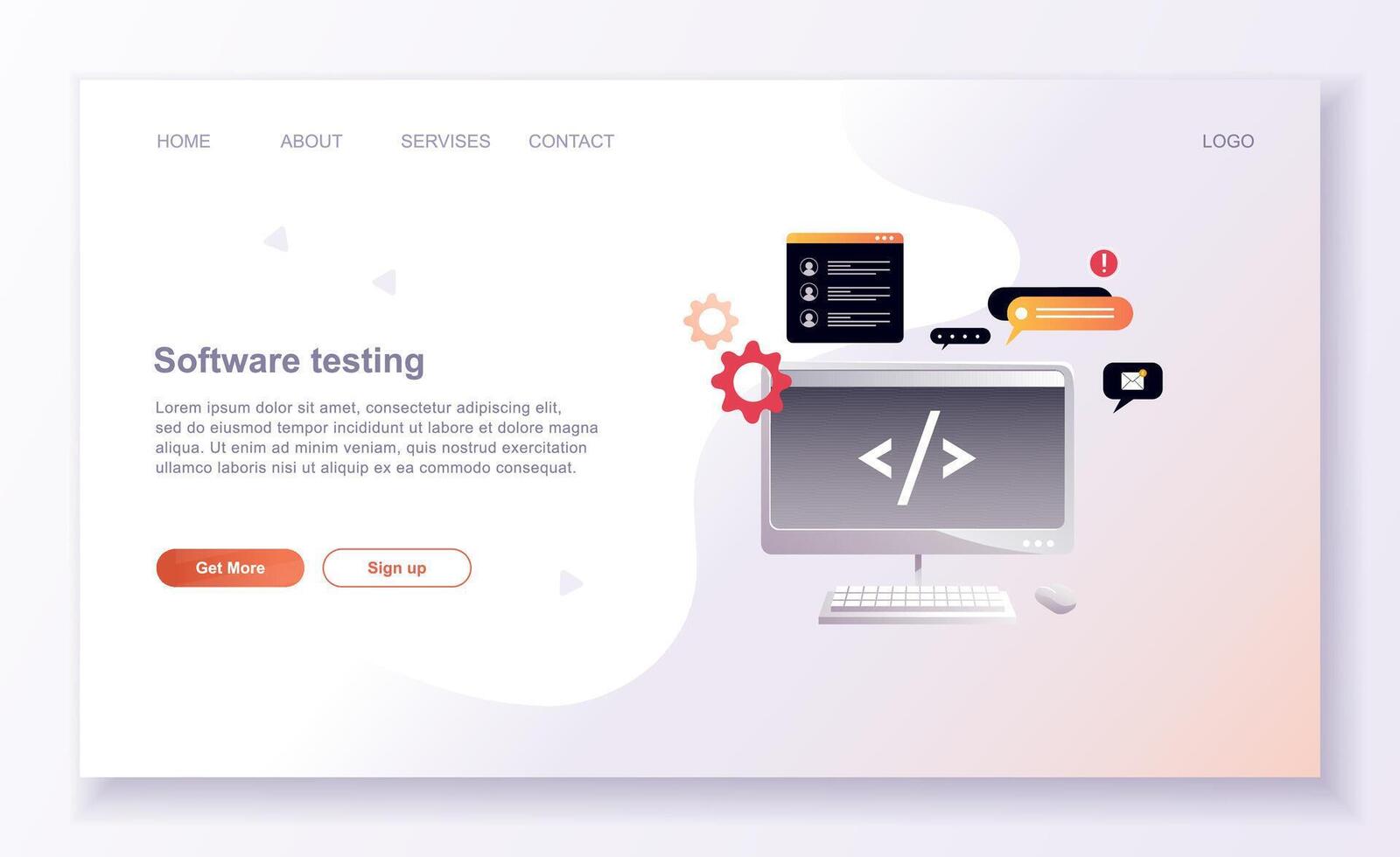 Programming concepts, coder workplace. Web site landing page template. 48093072 Vector Art at ...