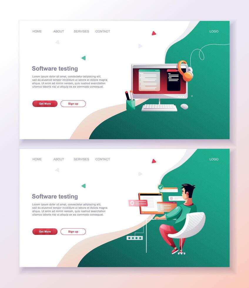 Programming Concept Web Engineer At Work Developer Programming Web Site Landing Page Template