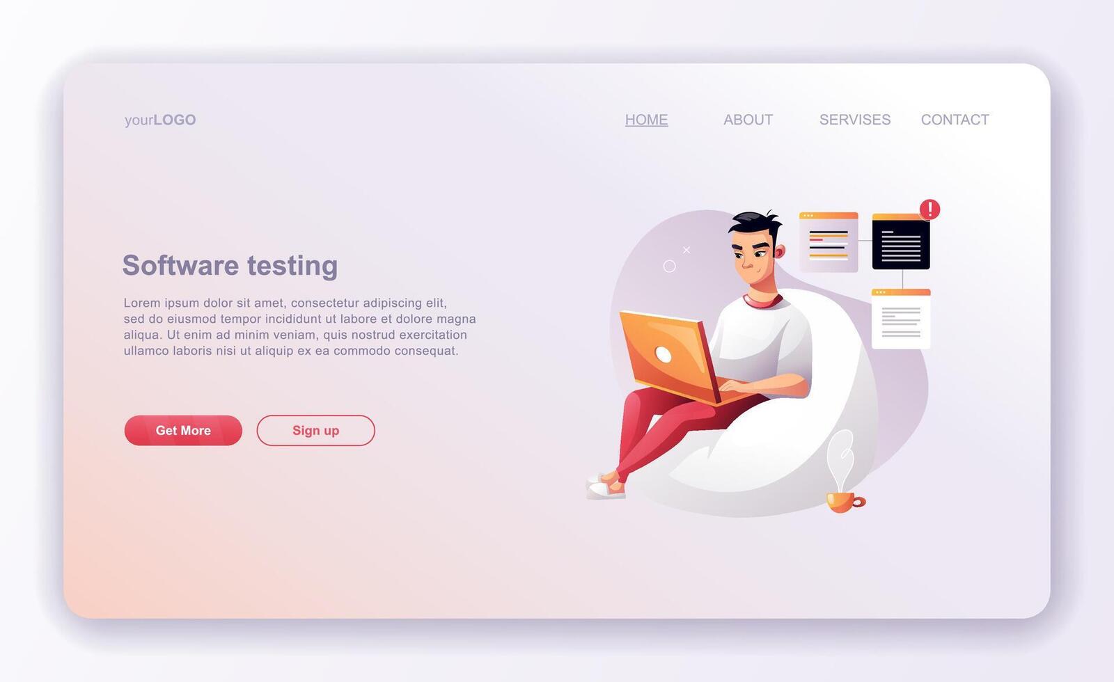 Programming Concept Web Engineer At Work Developer Programming Web Site Landing Page Template