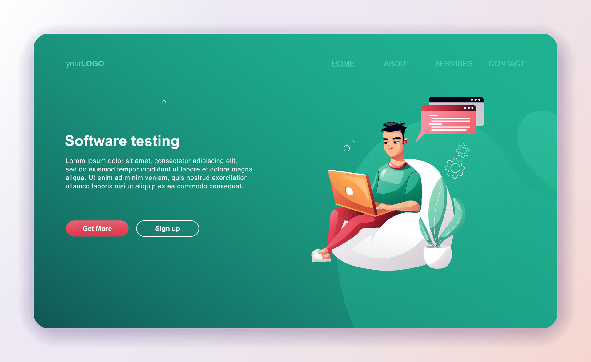 Programming Concept Web Engineer At Work Developer Programming Web Site Landing Page Template