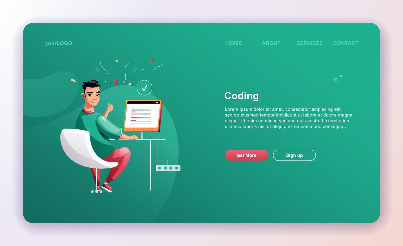 Programming Concept Web Engineer At Work Developer Programming Web Site Landing Page Template