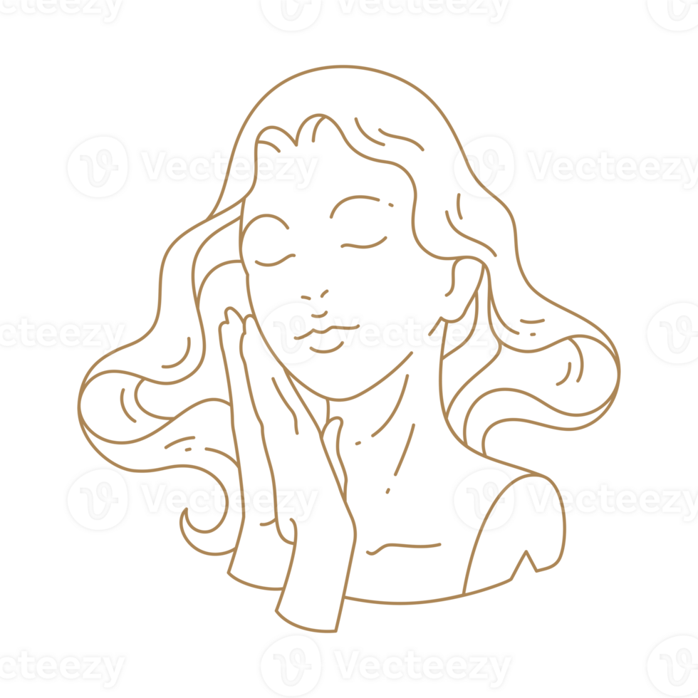 Beautiful Woman Face Line Art 48095541 Png