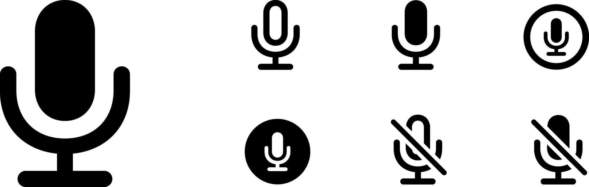 Microphone muted and unmuted icon set. Classic mic shape. design. Mute ...
