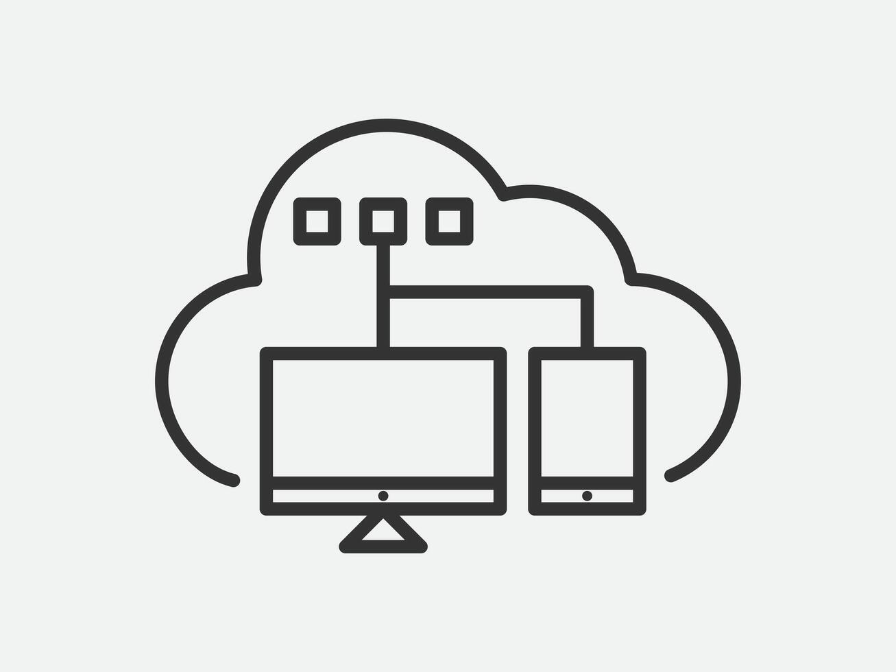 Technology Icon Cloud Computing Connection Big Data Global Server Line Design Symbol 48102979