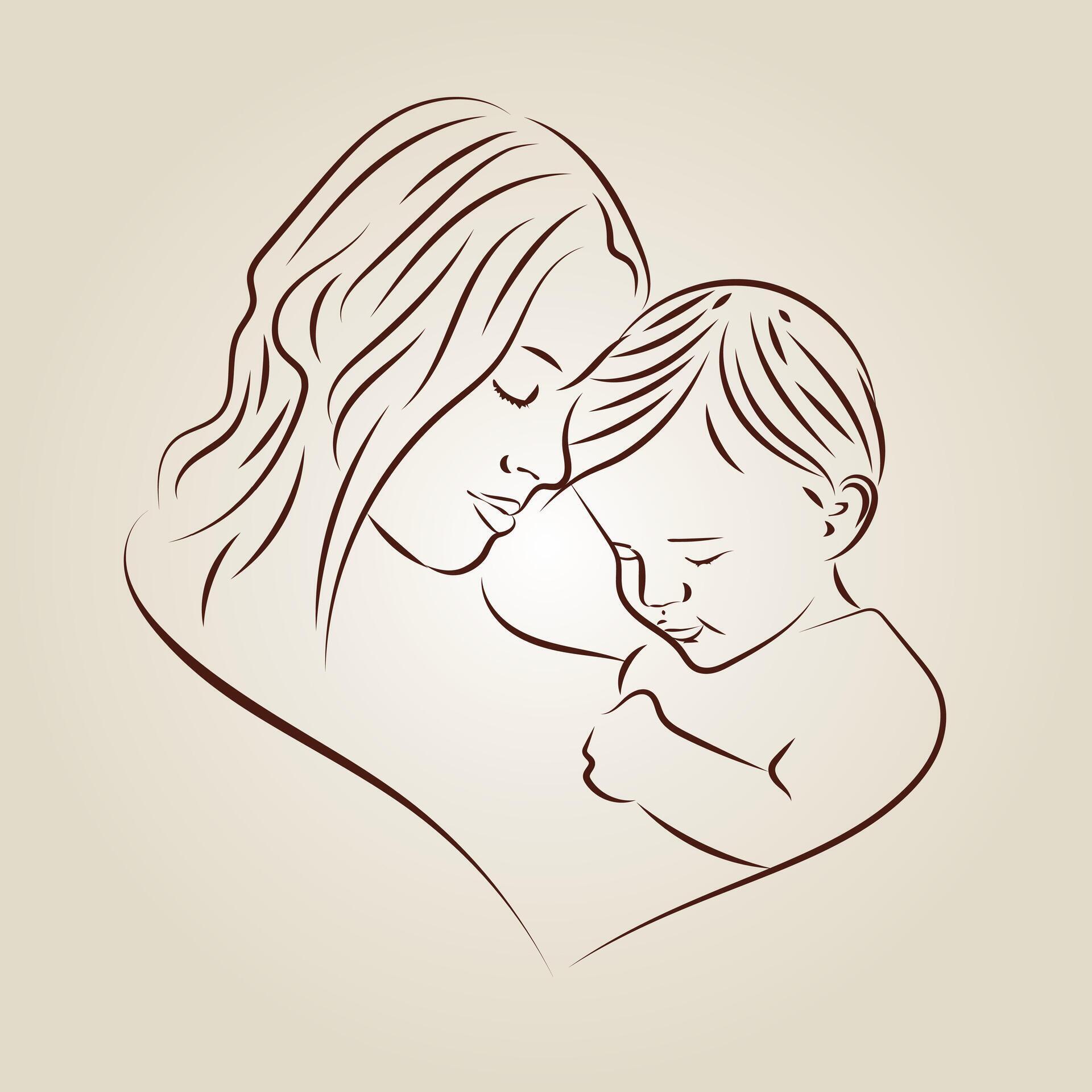 Mother and baby line art 48108461 Vector Art at Vecteezy