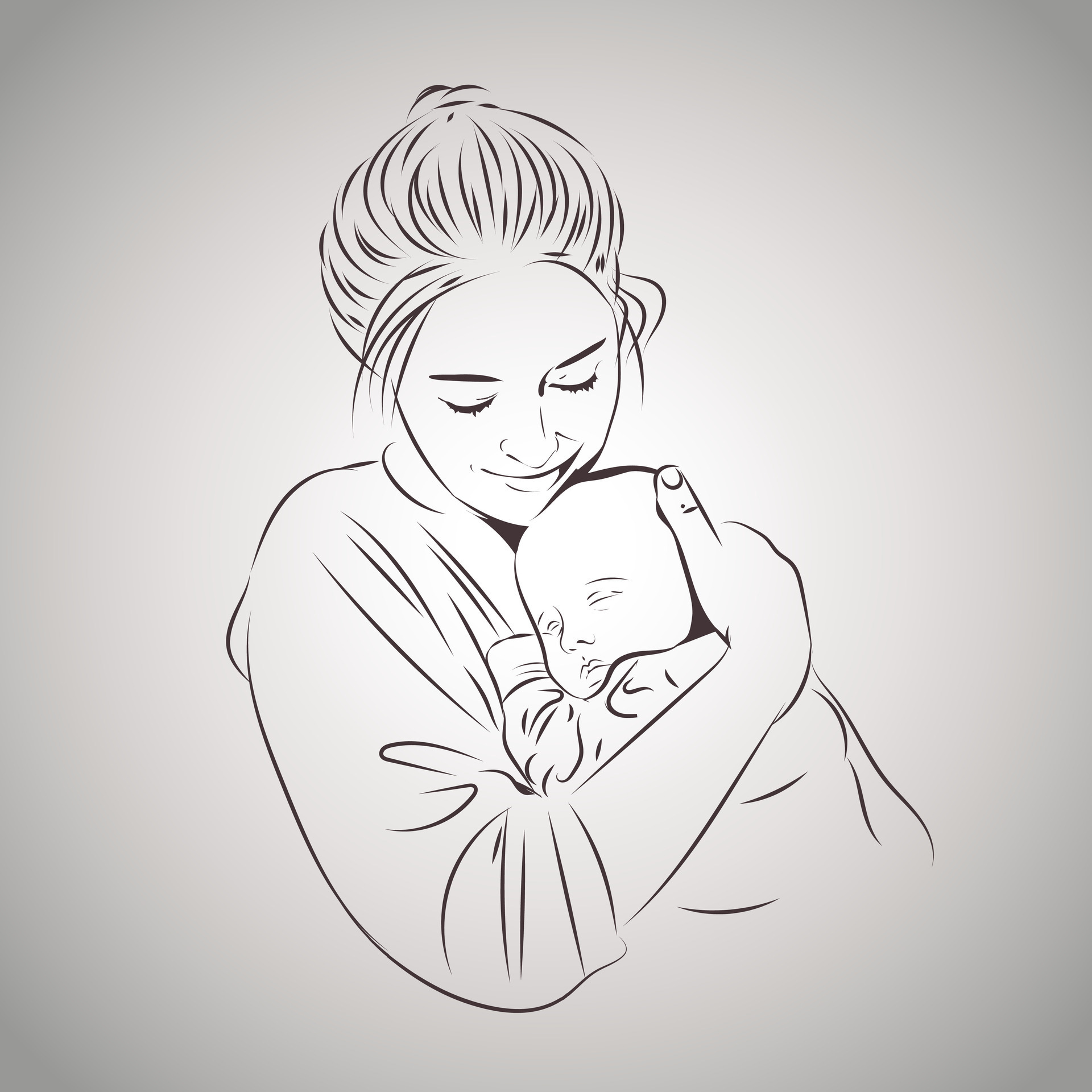 Mother and baby line art 48108462 Vector Art at Vecteezy