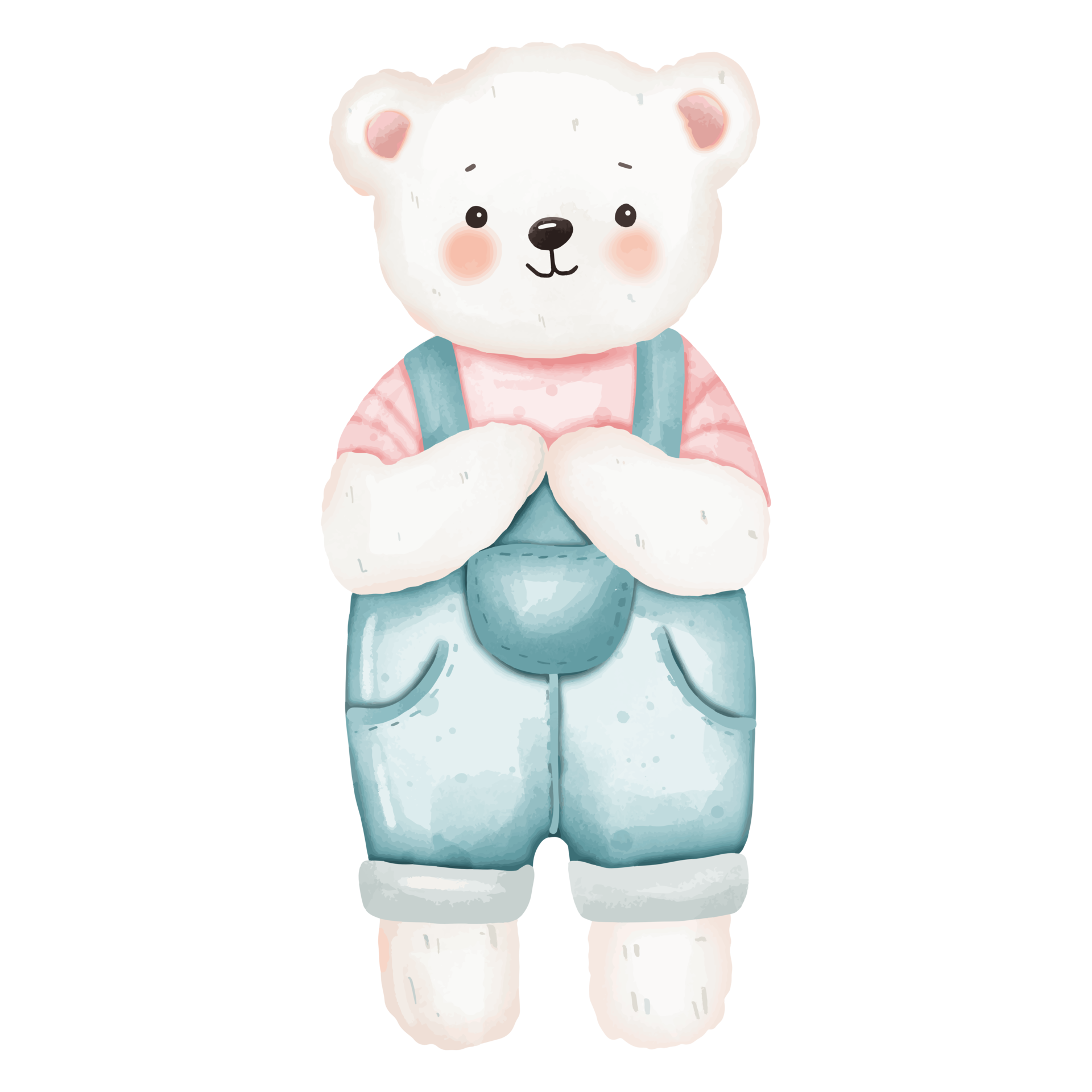 Watercolor Teddy Bear in Overalls 48109737 PNG Watercolor Teddy Bear in Overalls 48109737 PNG