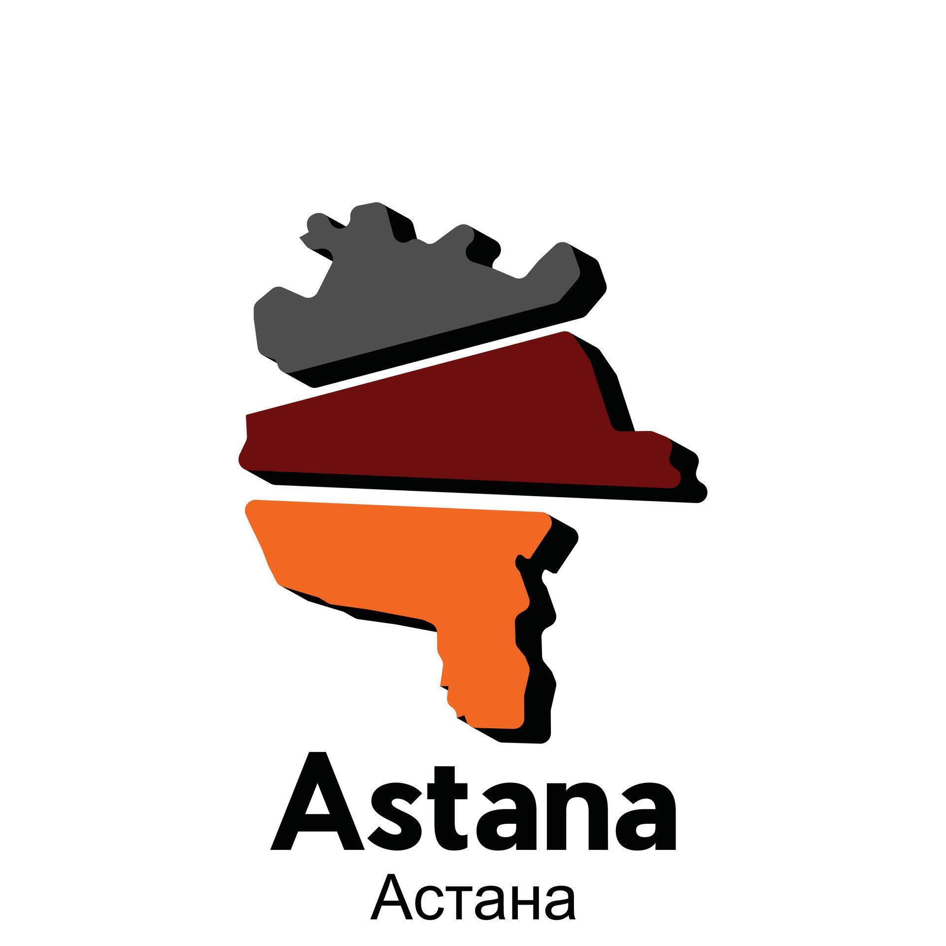 Astana map illustration modern, illustrated Map of Kazakhstan element graphic illustration ...