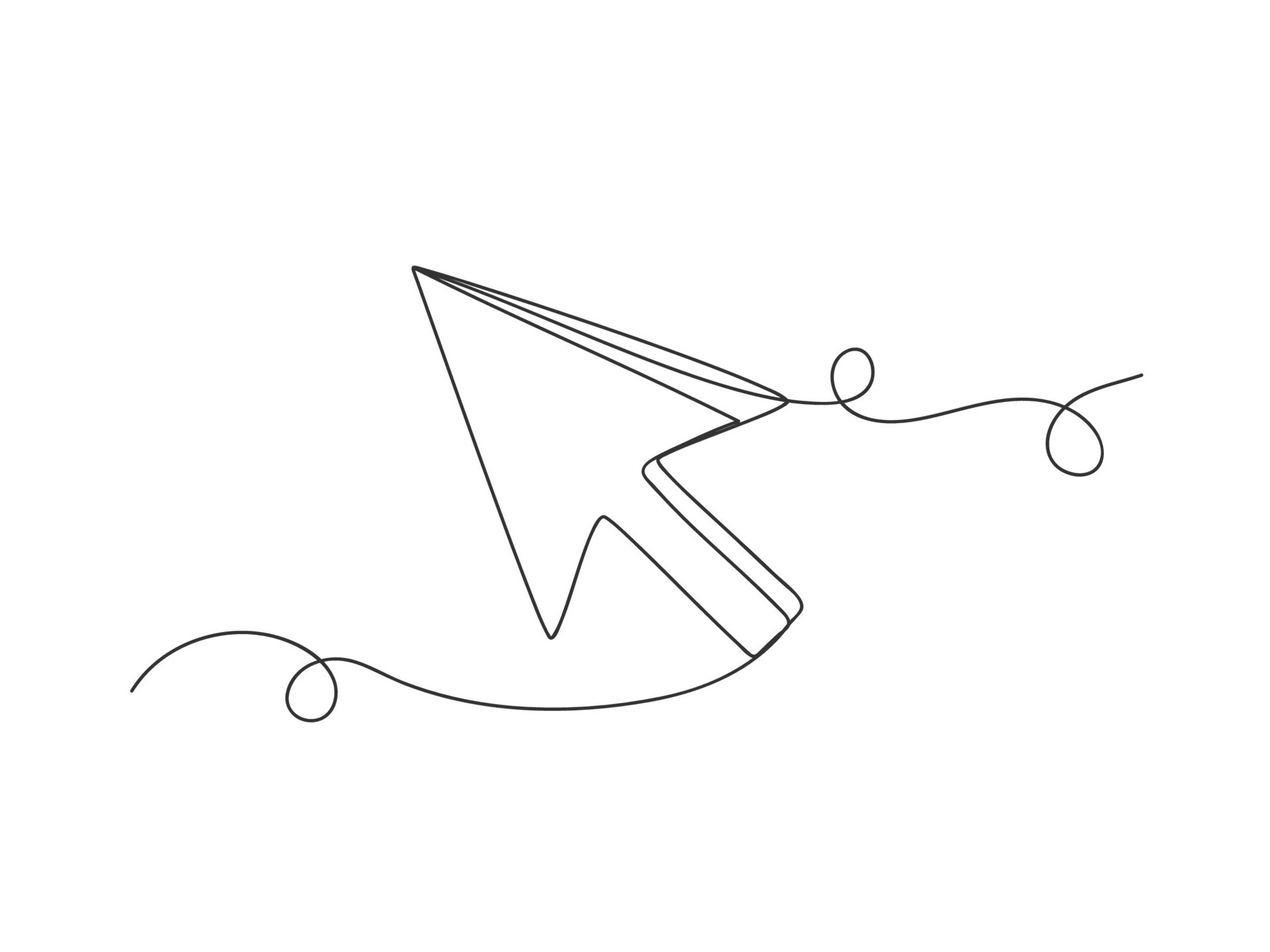 Computer Mouse Click Pointer Cursor Arrow Continuous One Line Shape 2572