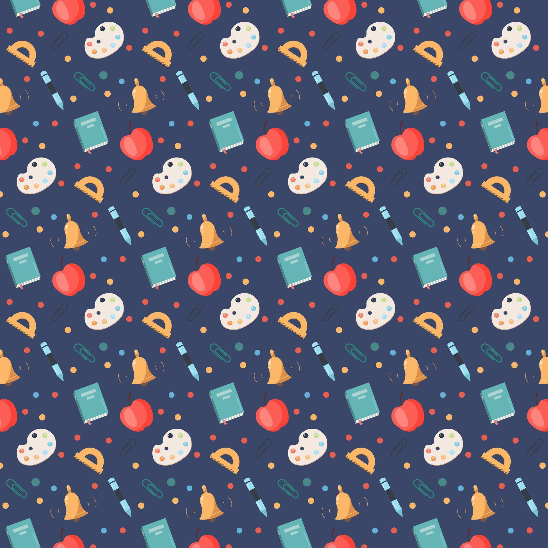 Back to school seamless pattern. Educational digital paper. Cute flat ...