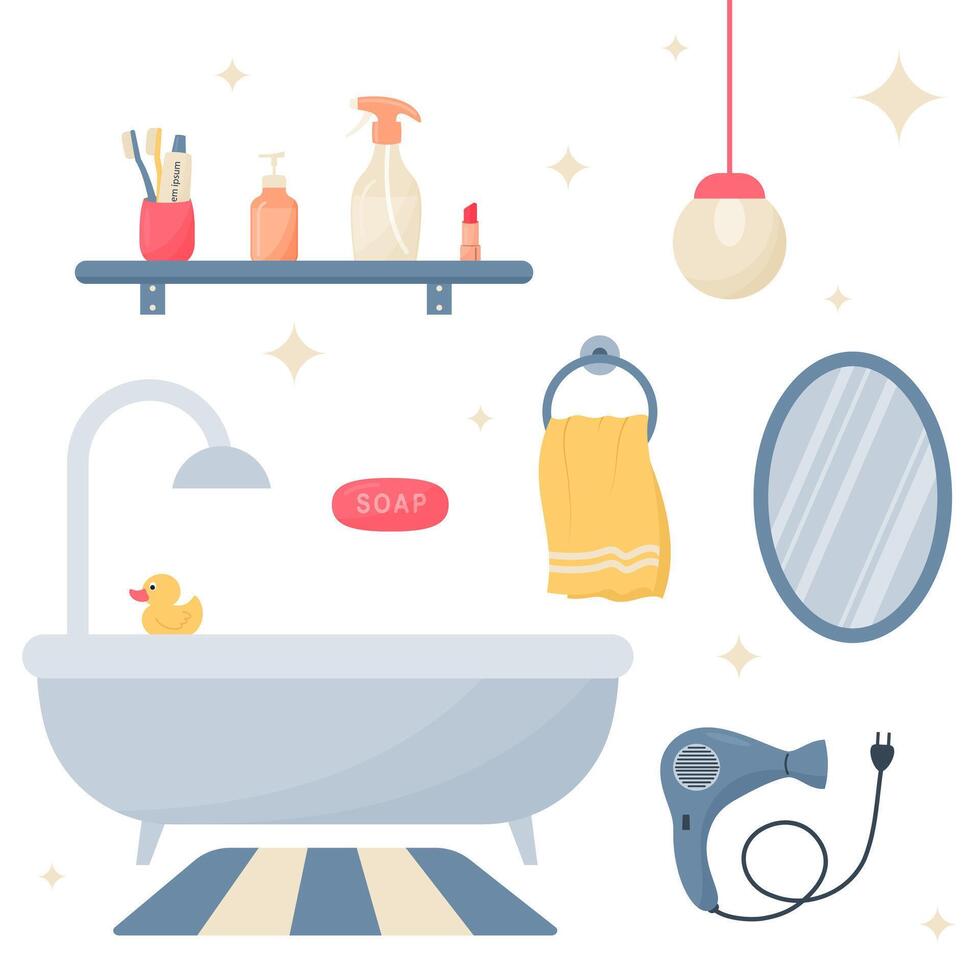 bathroom elements set 48120693 Vector Art at Vecteezy