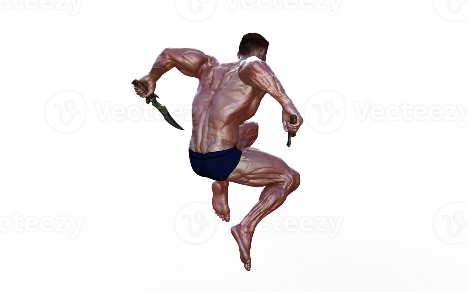 Illustration Of Shirtless Guy In Blue Panties Showing His Muscular Body