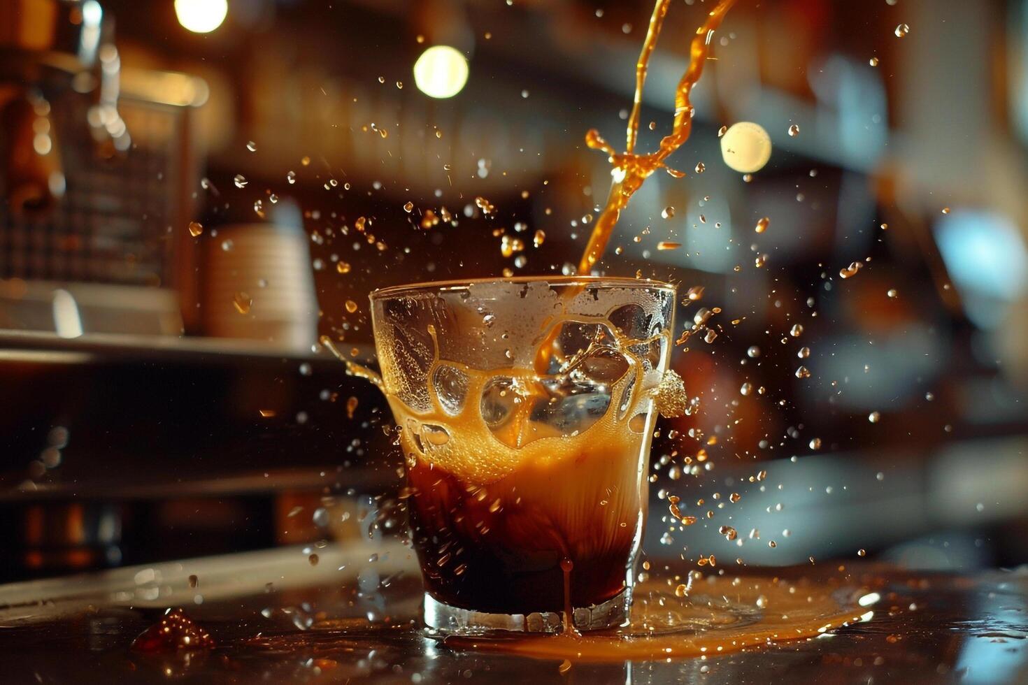 Glass of Coffee Being Poured into Glass Background 48136952 Stock Photo at Vecteezy