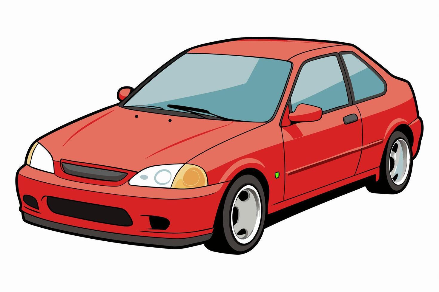 Honda Civic Car Illustration Cartoons, Clipart, Line Art Design White Background, Honda Civic ...