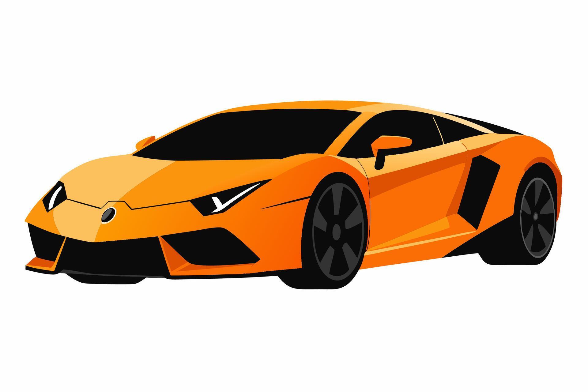 Lamborghini Aventador Car Illustration Car Cartoon, Clipart And Line Art Design, Lamborghini ...