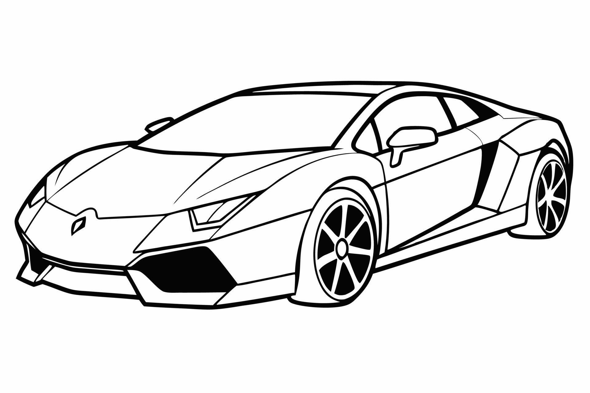 Lamborghini Aventador Car Illustration Car Cartoon, Clipart And Line Art Design, Lamborghini ...