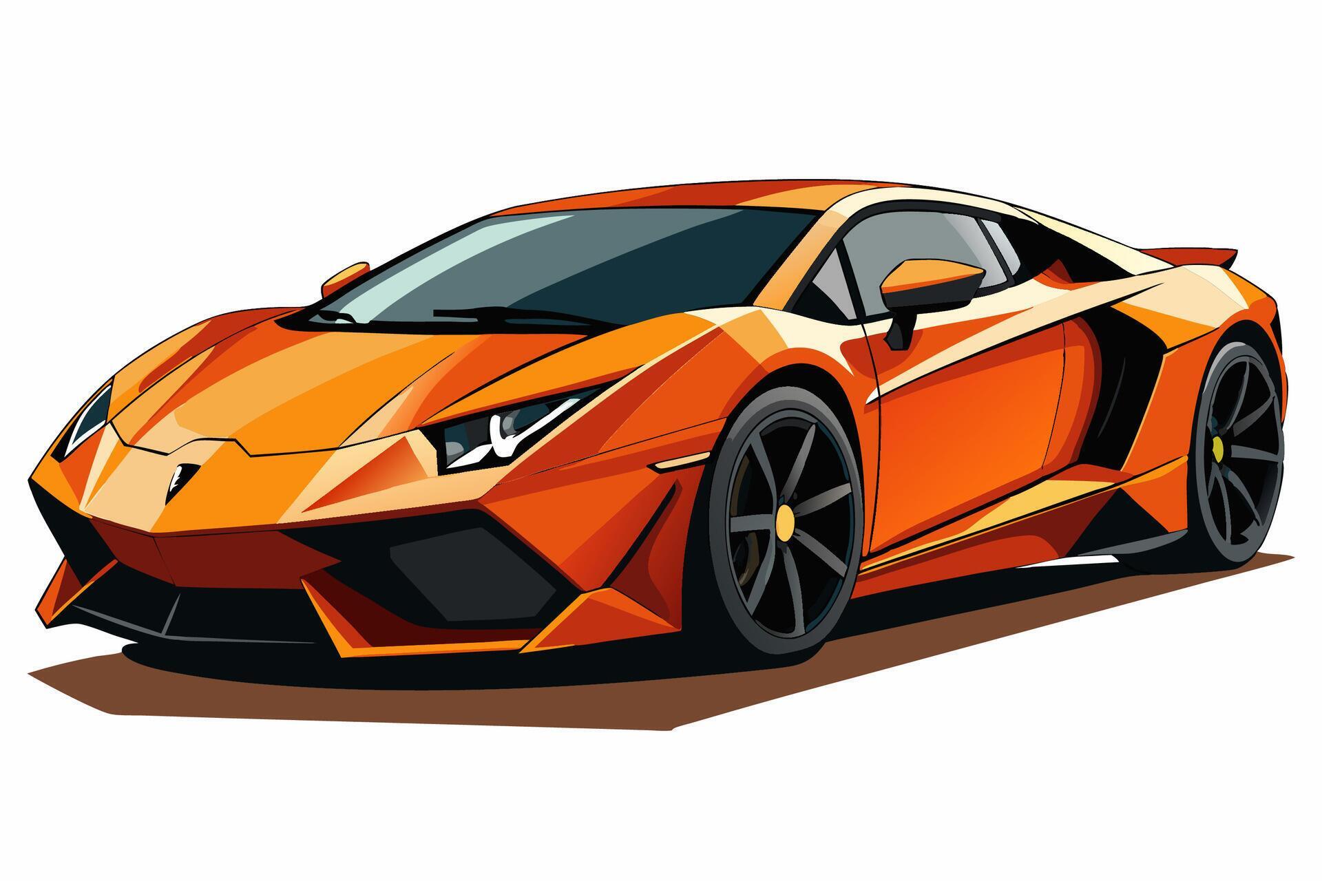 Lamborghini Aventador Car Illustration Car Cartoon, Clipart And Line Art Design, Lamborghini ...