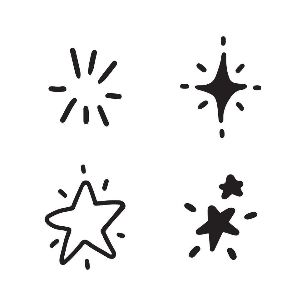 Various star and sparkle doodle hand drawn for element and illustration 48185424 Vector Art at ...