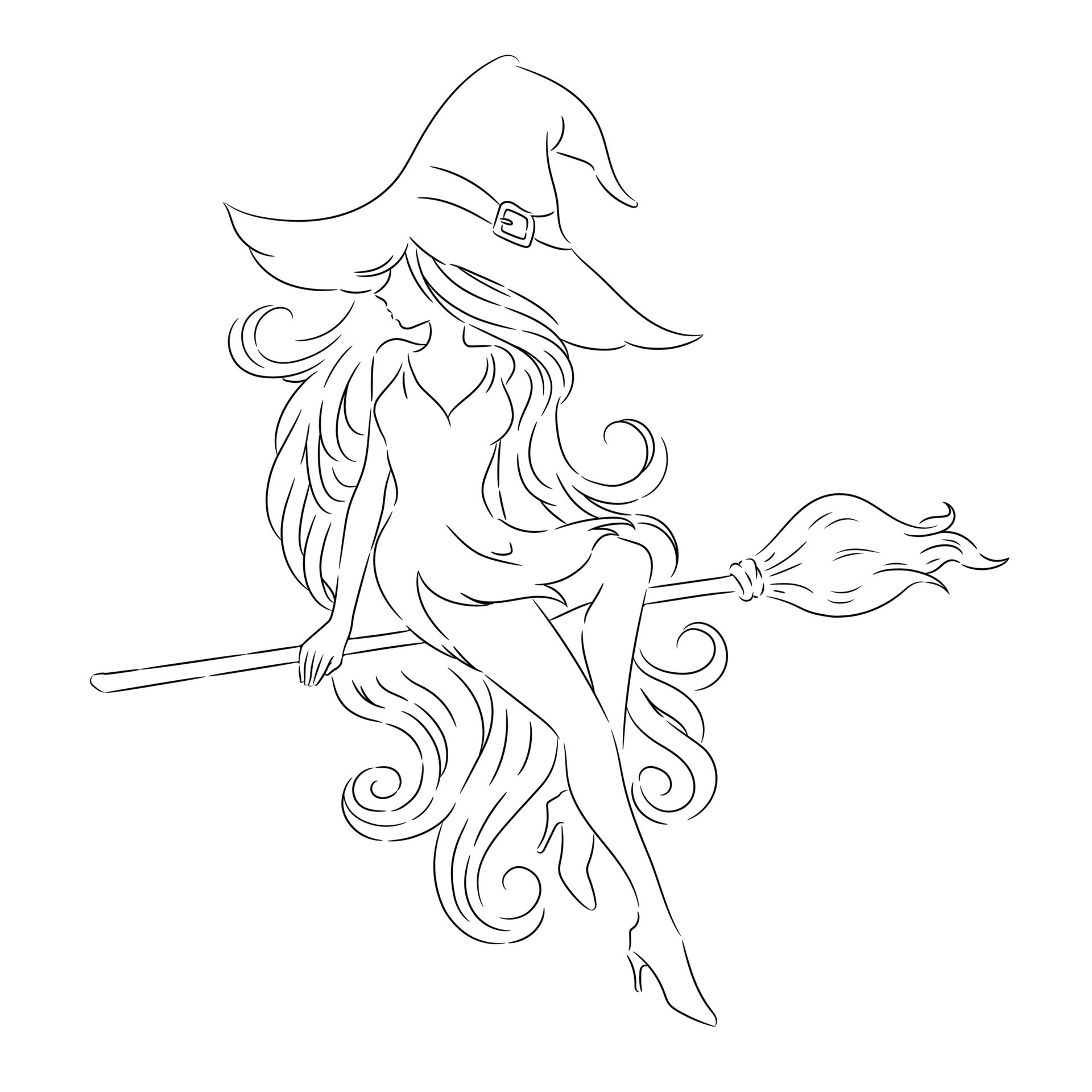Cute Witches Flying On A Broomstick 48187888 Vector Art At Vecteezy