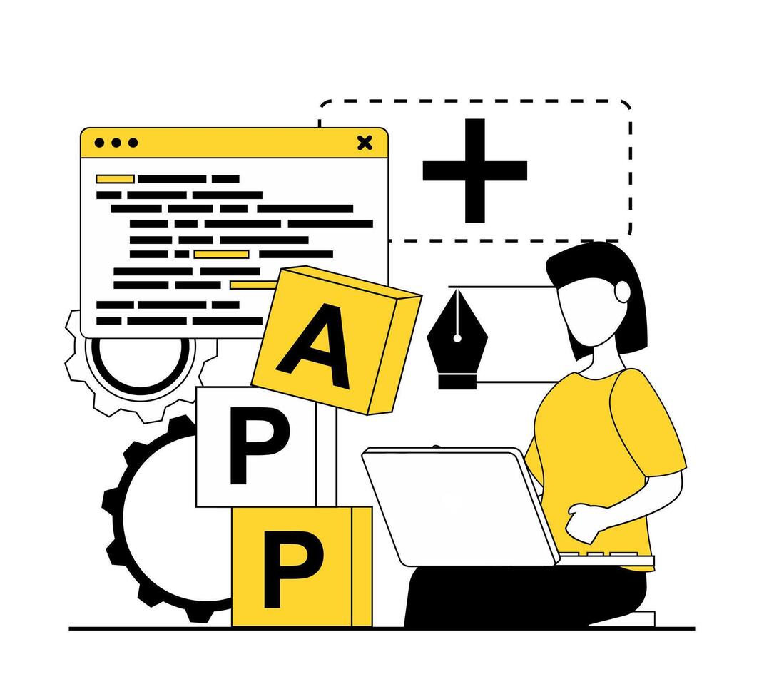 App development. A programmer developer creates an application on the ... App development. A programmer developer creates an application on the ...