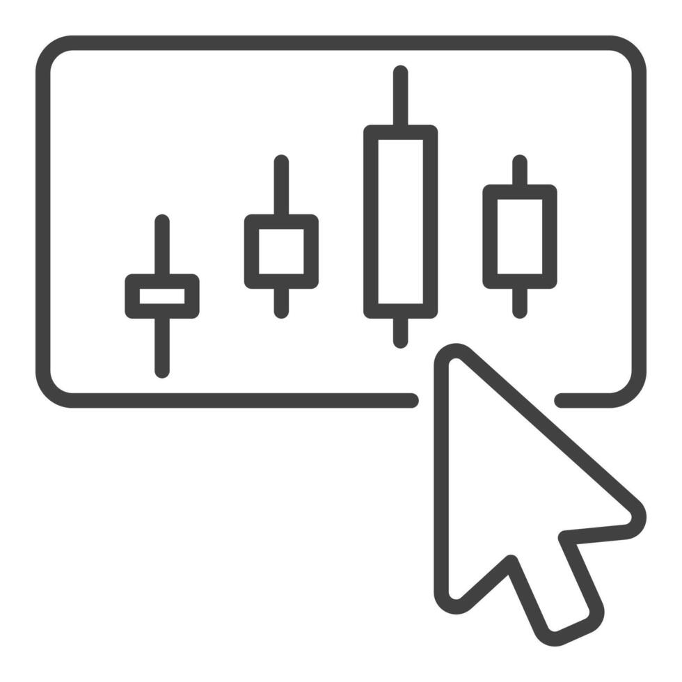 Mouse Cursor On Candlestick Chart Outline Icon Or Design Element