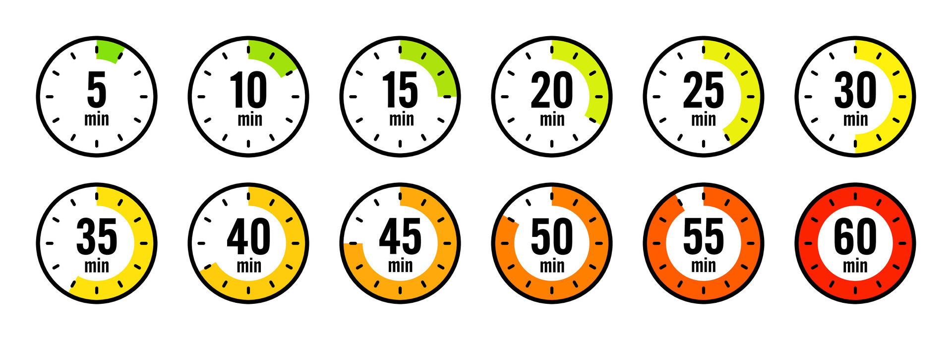Stopwatch Icons Colorful Simple Chronometer Time Counter With Dial