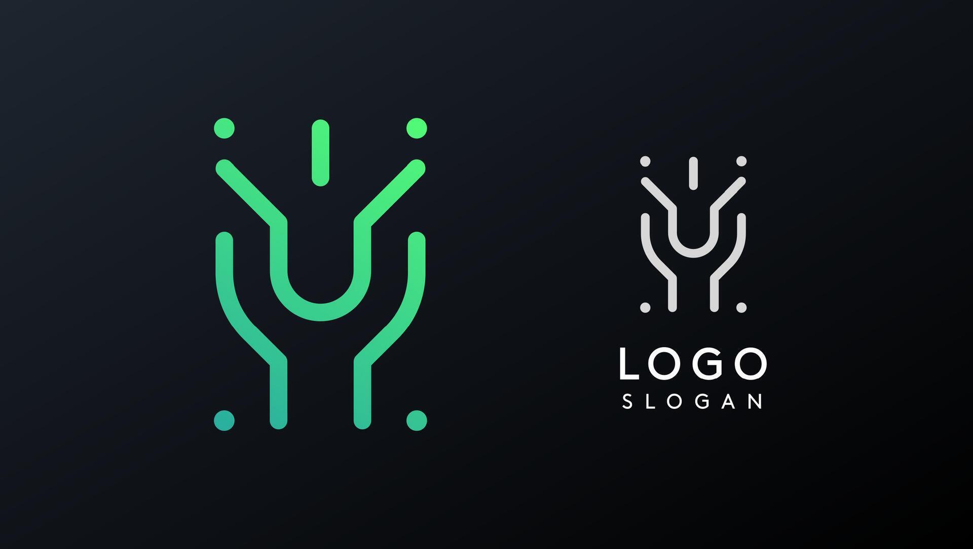 Stylized letter Y, tech-inspired typography logo, unique extraterrestrial civilization symbol ...